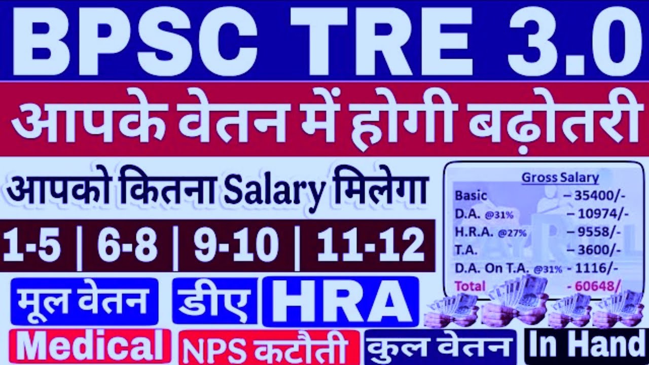 BPSC TRE 3.0 Salary | Bihar Teacher Pay Scale, HRA, DA, Medical | जाने ...