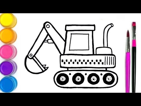 How to Draw an Excavator Easy Step by Step | Drawing Easy #36 - YouTube