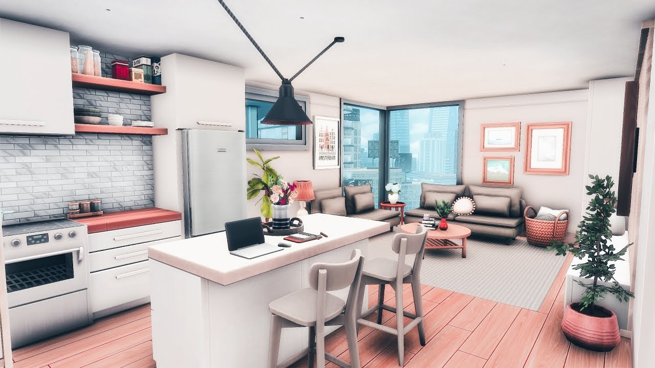 Couples First Apartment Sims 4 Apartment Renovation 💙| Speedbuild + CC ...