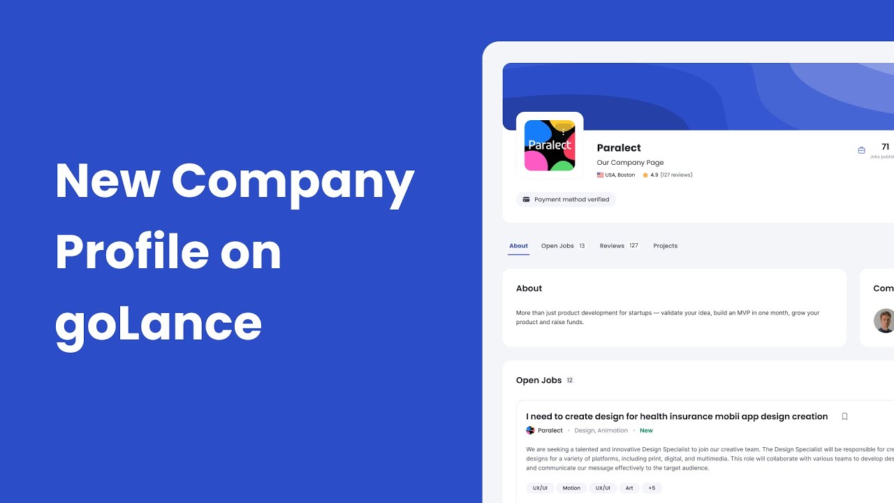 New Company profile on goLance - YouTube