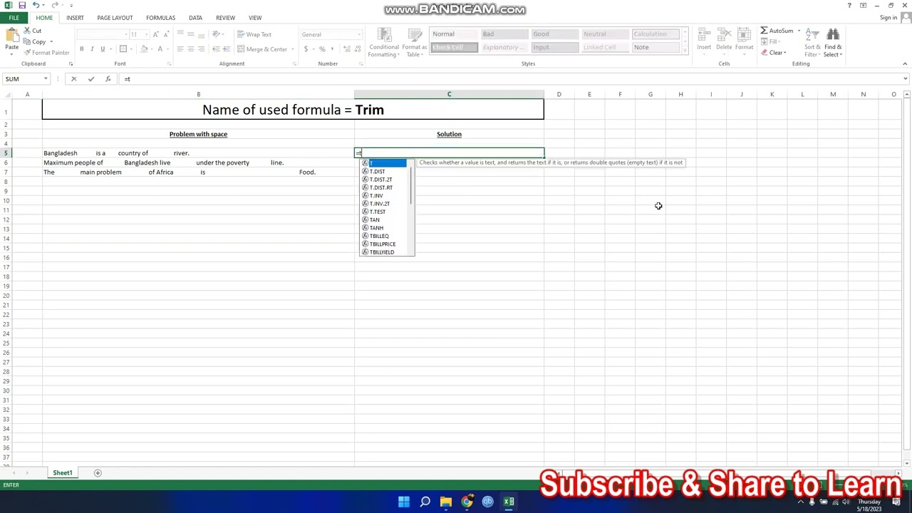 Space Remove From Sentence In Excel YouTube Space Remove From Sentence In Excel YouTube