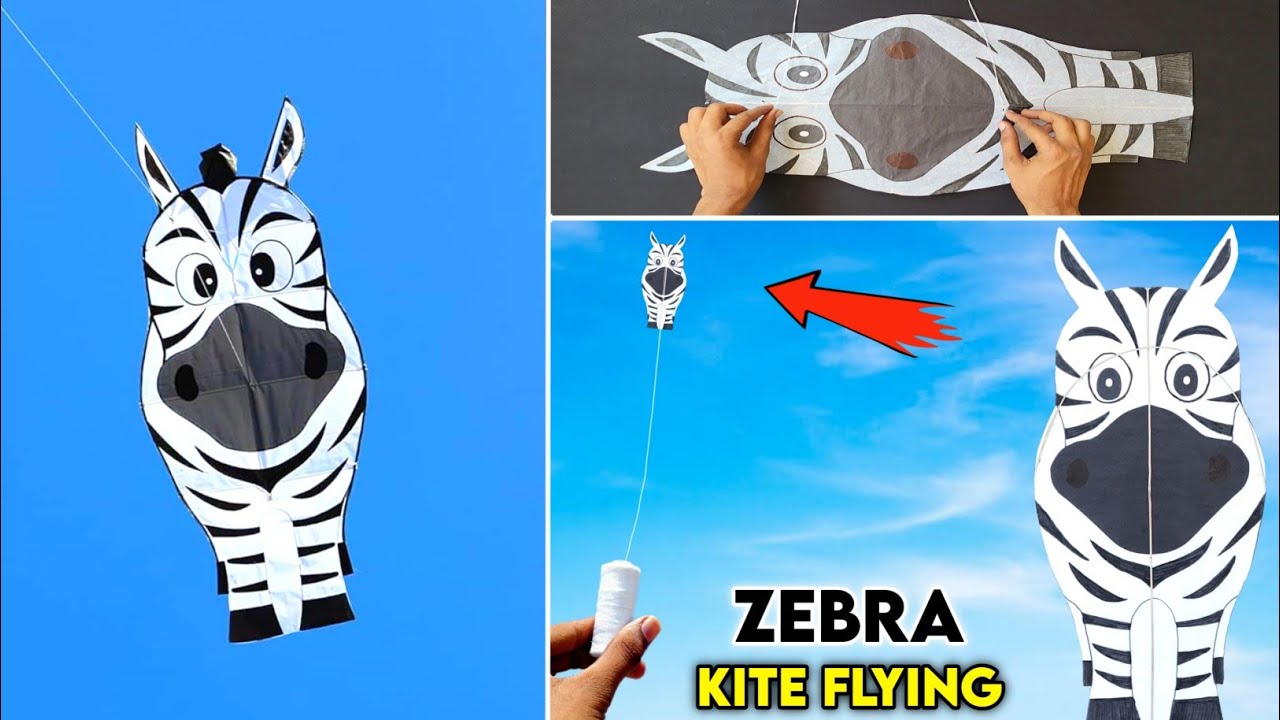 Zebra kite flying , New Animal kite flying , how to make paper kite ...