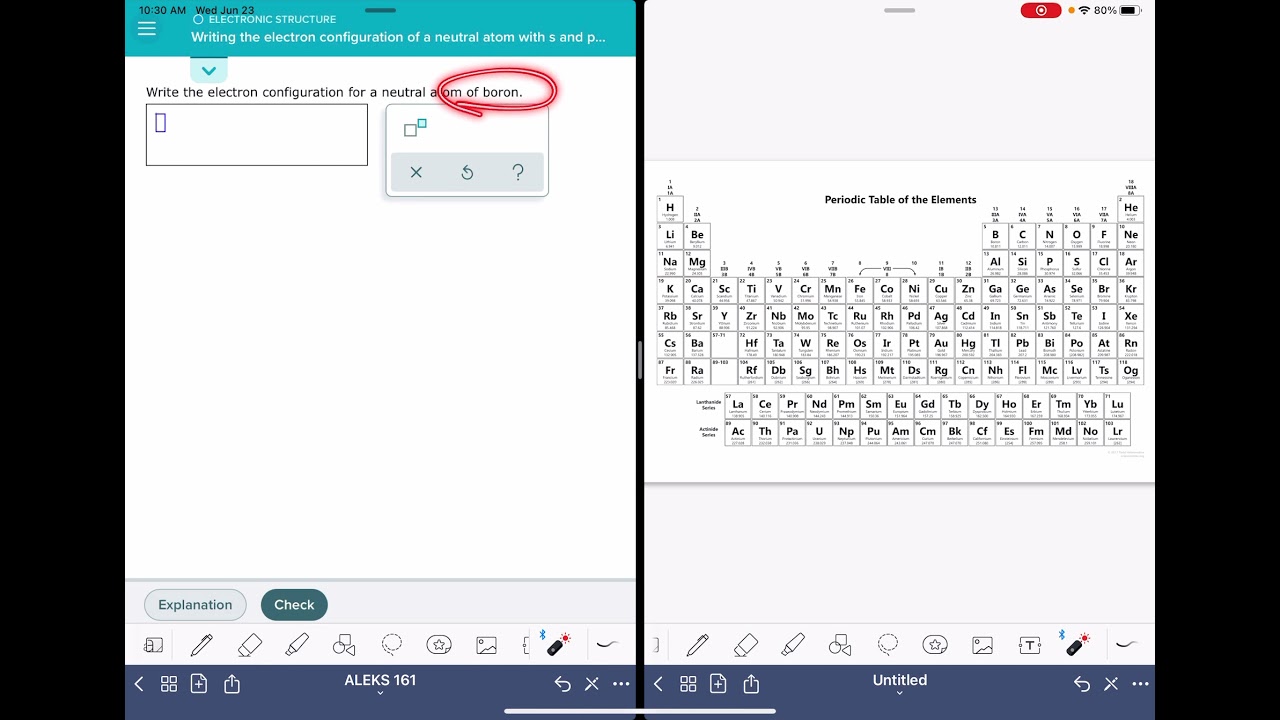 ALEKS: Writing the electron configuration of a neutral atom with a and ...
