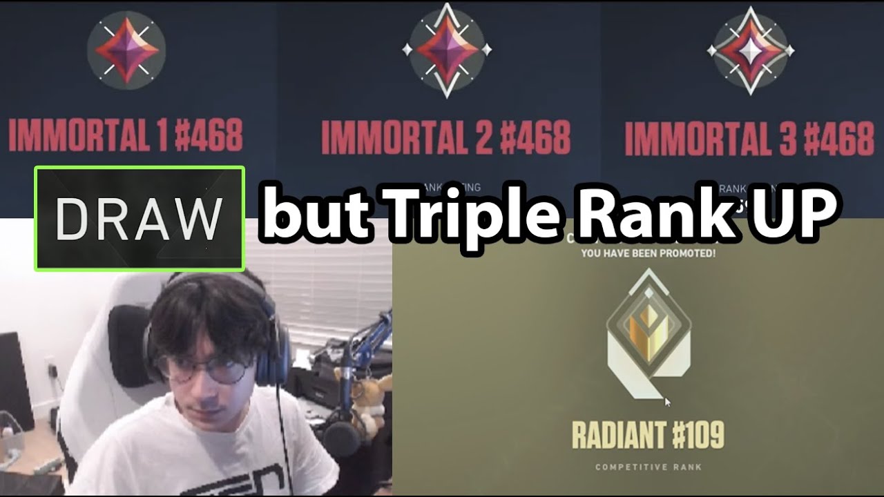 TenZ DRAW but TRIPLE Rank Up to RADIANT - YouTube