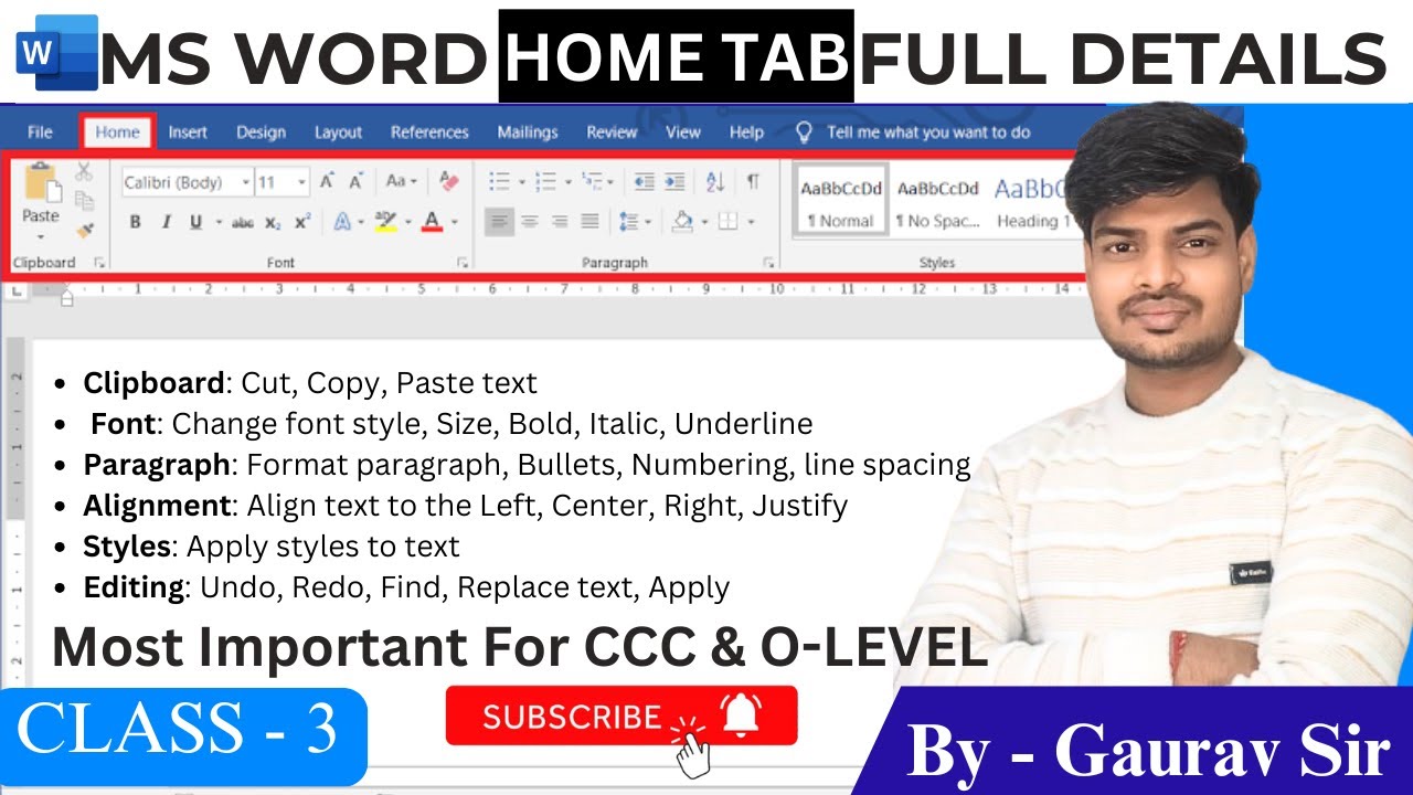 Ms Word Home Tab Full Details | Class-03 | By-Gaurav Kumar | #msword # ...