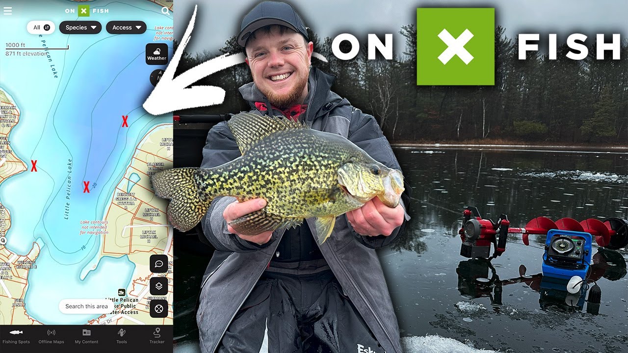 ICE Fishing GIANT Crappies With the onX Fish App!! (Find NEW Lakes ...