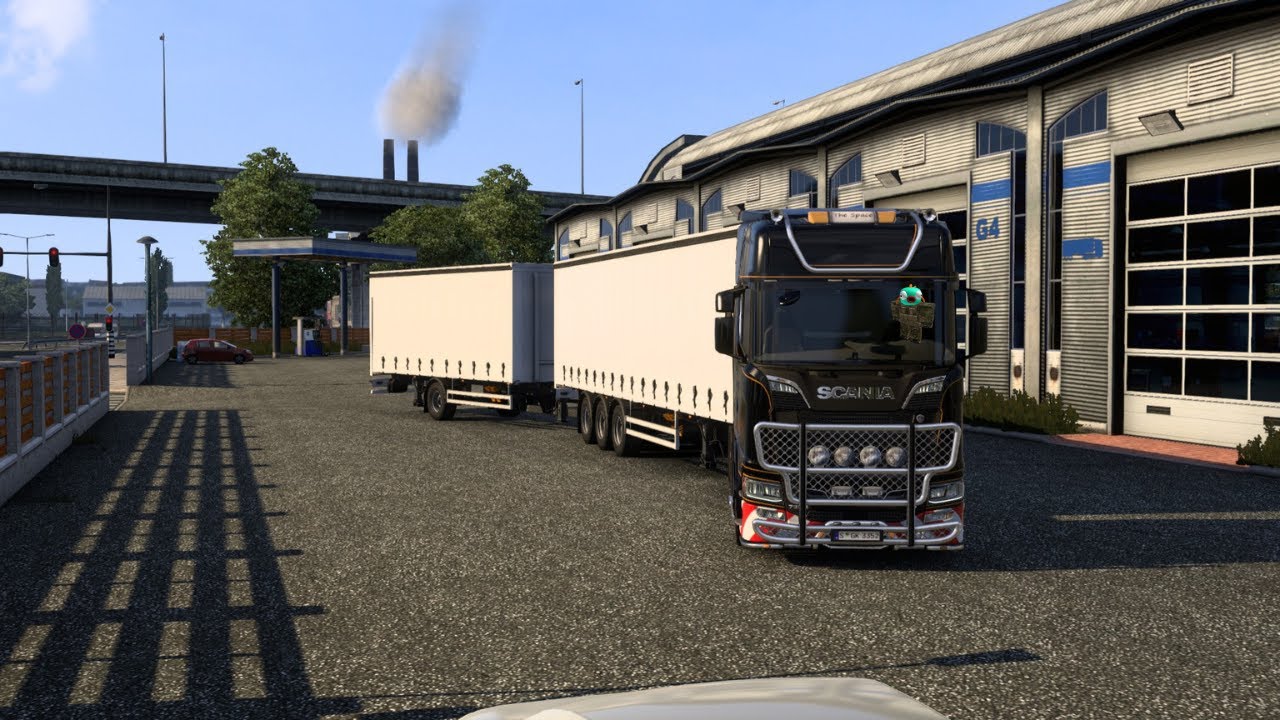 Rijden met een dubbele trailer in Euro truck 2 - YouTube