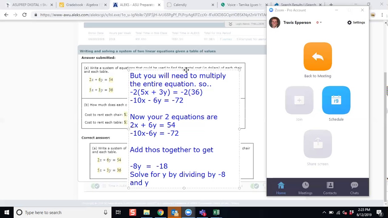 Writing And Solving A System Of Two Linear Equations Given A Table Of Values Aleks Youtube