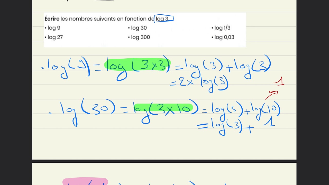 Propriétés opératoires du logarithme décimale - YouTube