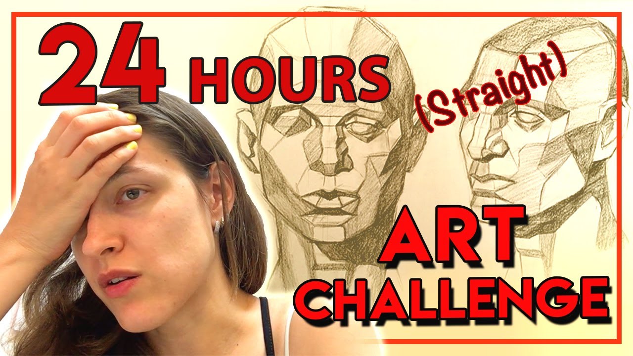 DRAWING for 24 HOURS straight for an ART CHALLENGE! - YouTube