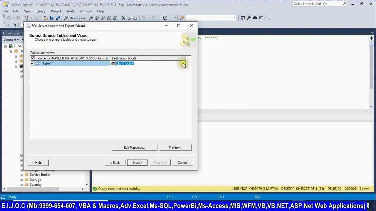 27_22.0703_MicroSoft SQL Server Tutorials_0020_Import&Export Wizard & SQL Query, Cmd Commands ...