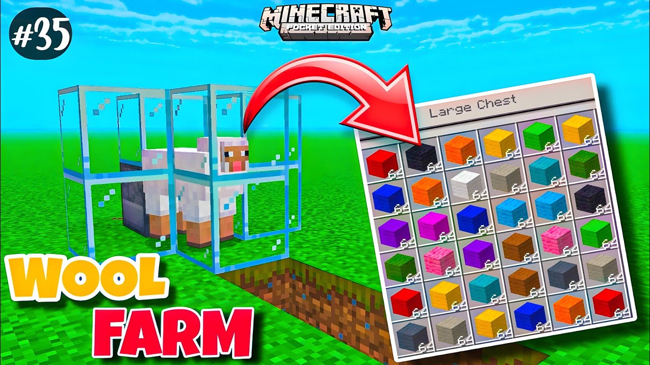 We Build Easiest Automatic Wool Farm | MCPE1.19 | Survival Series #35 ...