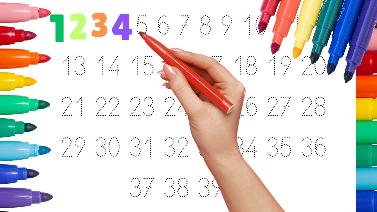 Learning Numbers: Let's Trace & Write 1234 | Educational Video for ...