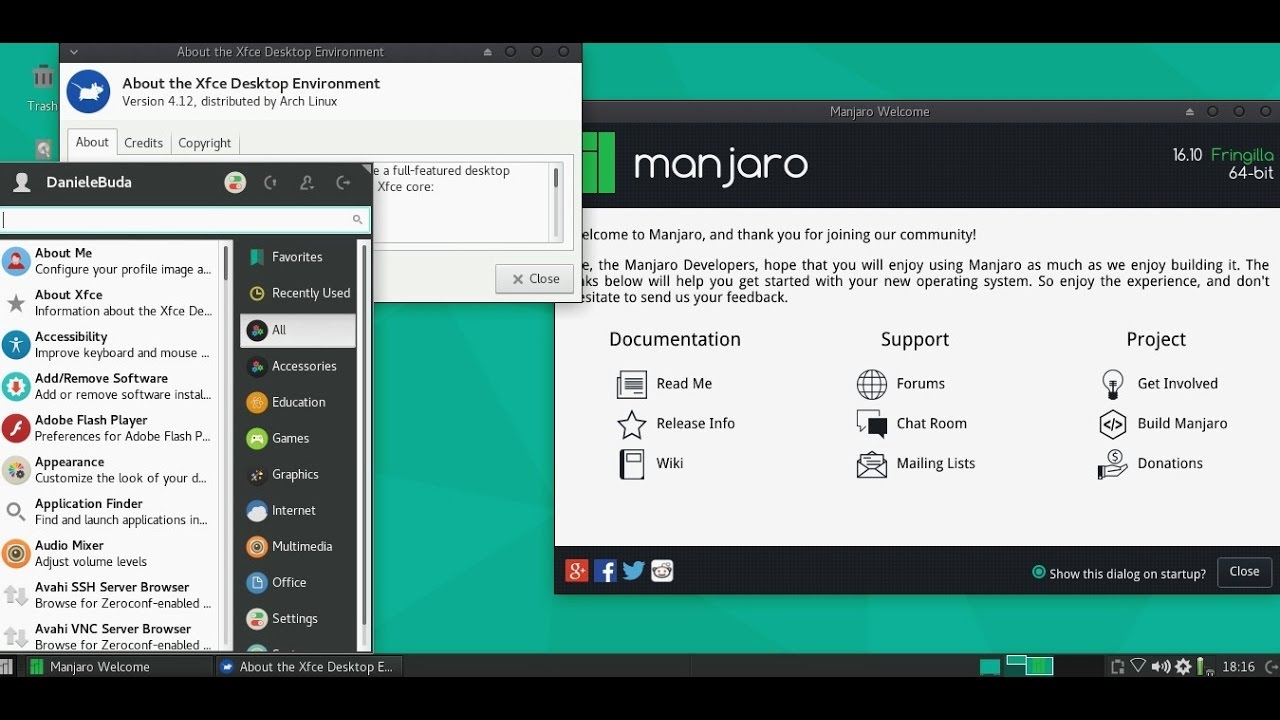 Manjaro 16.10 XFCE - YouTube
