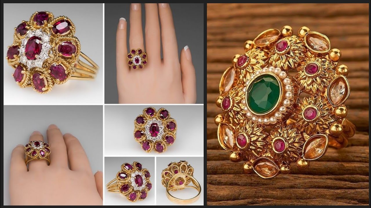 18k Gold Engagement /Wedding Rings Design With Real Stone Fitting - YouTube