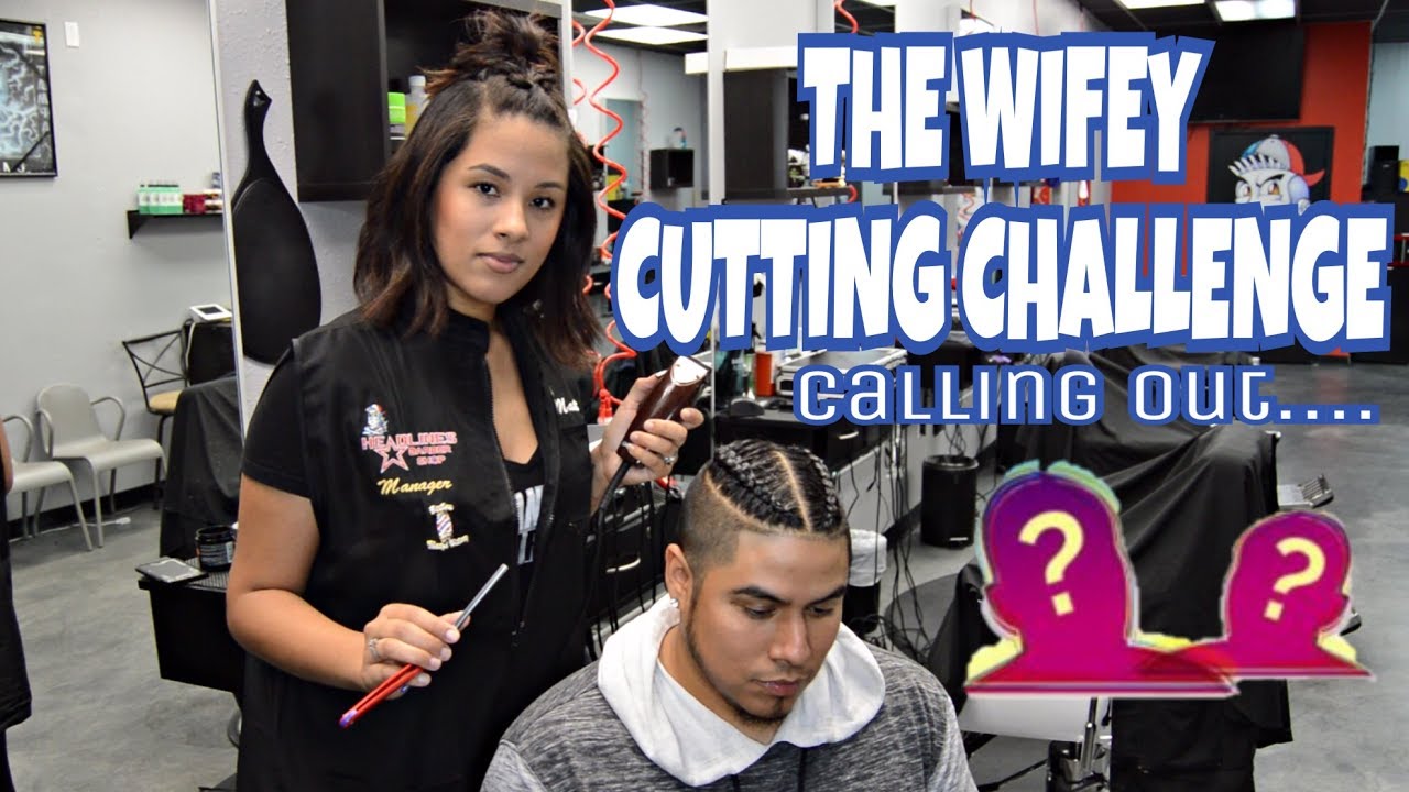 THE WIFEY HAIR CUTTING CHALLENGE!!!! - YouTube