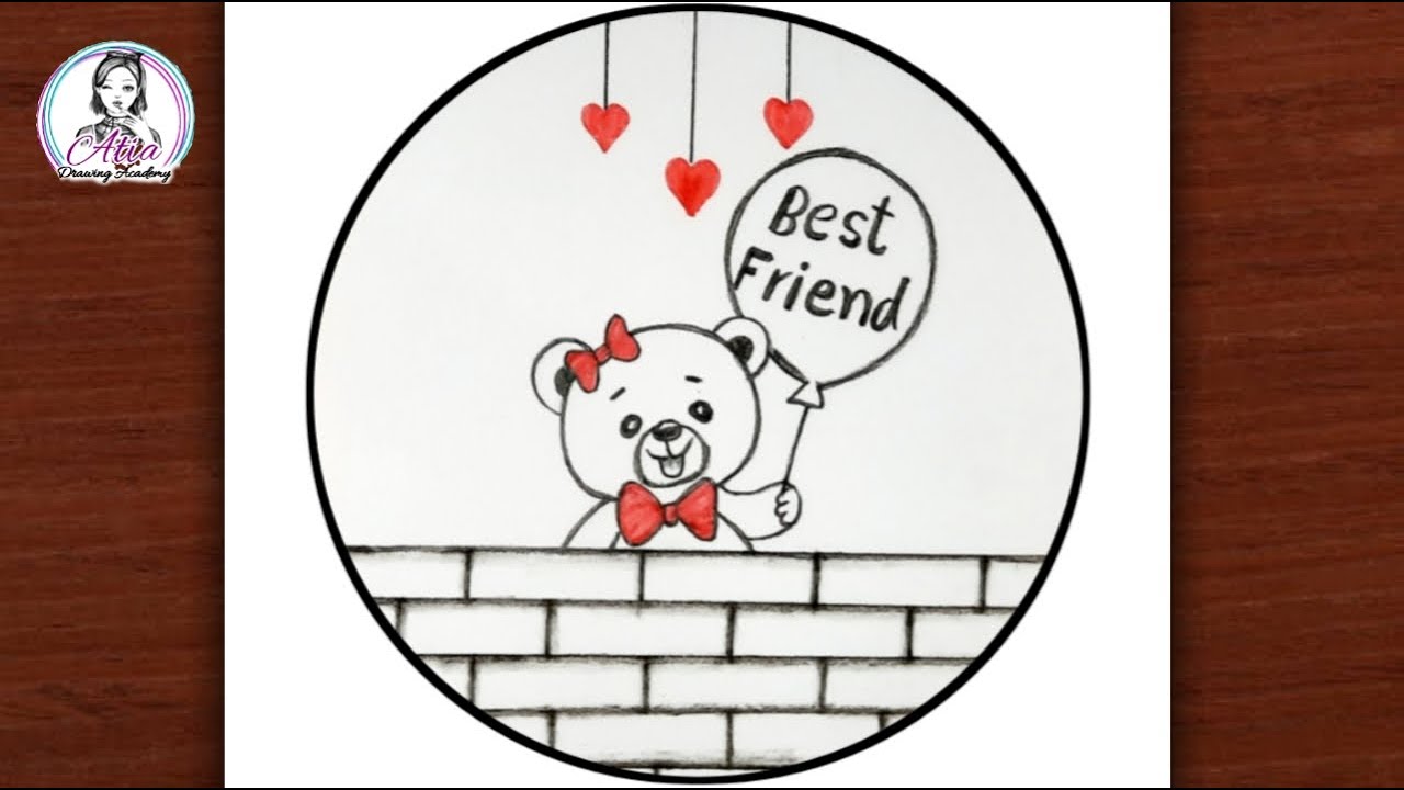 Friendship Drawing Easy | Best Friends Drawing Step by Step | Circle ...