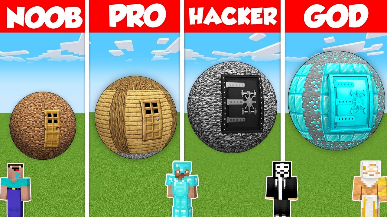 ROUND SPHERE BASE HOUSE BUILD CHALLENGE - Minecraft Battle: NOOB vs PRO ...