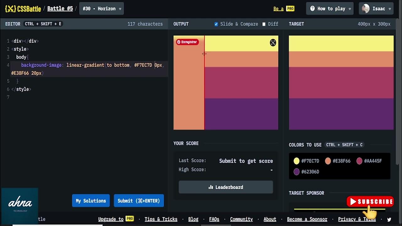 Learn css by practicing | css battle challenge #30 horizon - YouTube