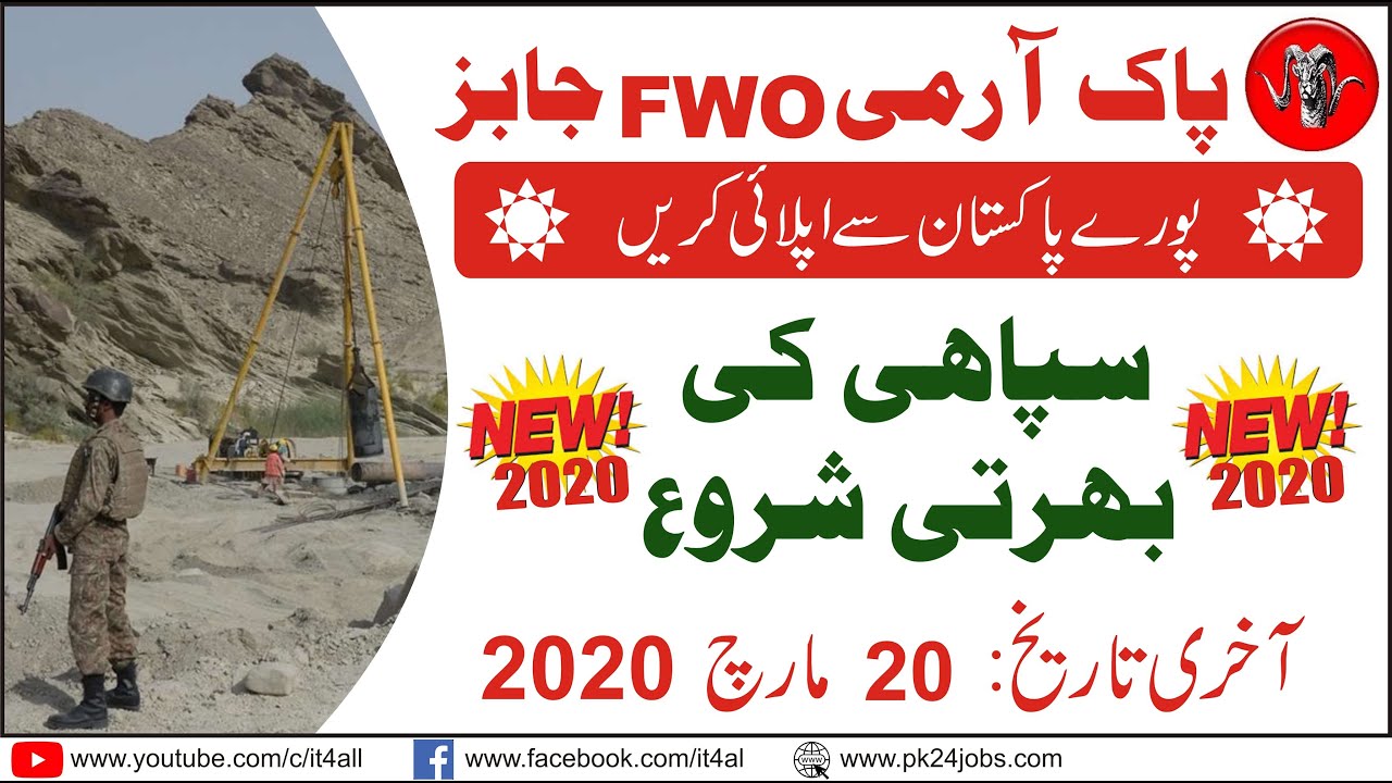 FWO Jobs 2020 | FWO Jobs (Pakistan Army) 2020 Latest | FWO Pak Army ...