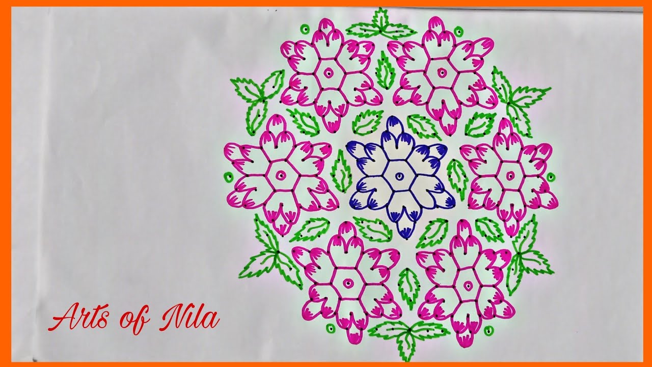 Big 21*11 kolam design for beginners. Simple kolam designs. - YouTube