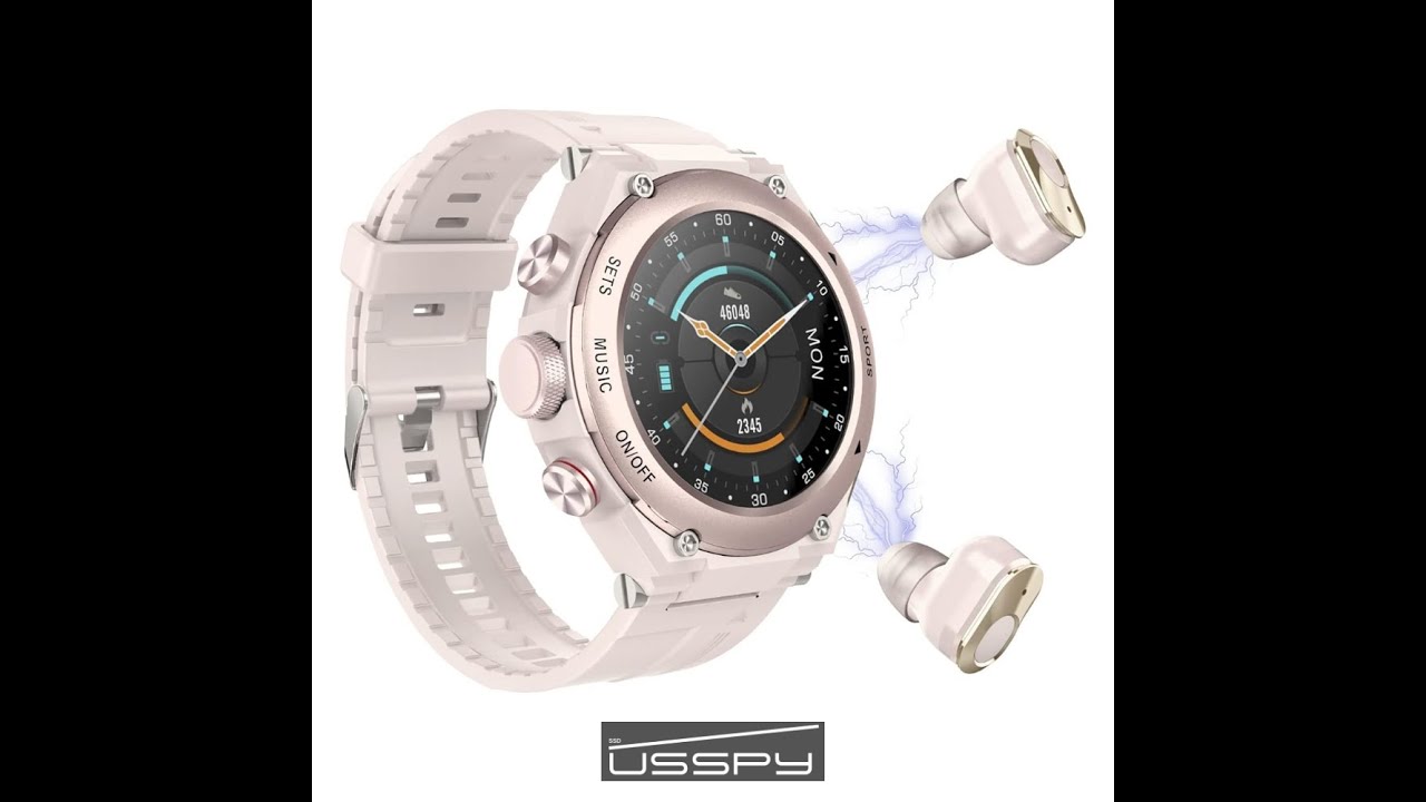 Ceas smartwatch cu casti Bluetooth incorporate, USSPY, ritm cardiac ...