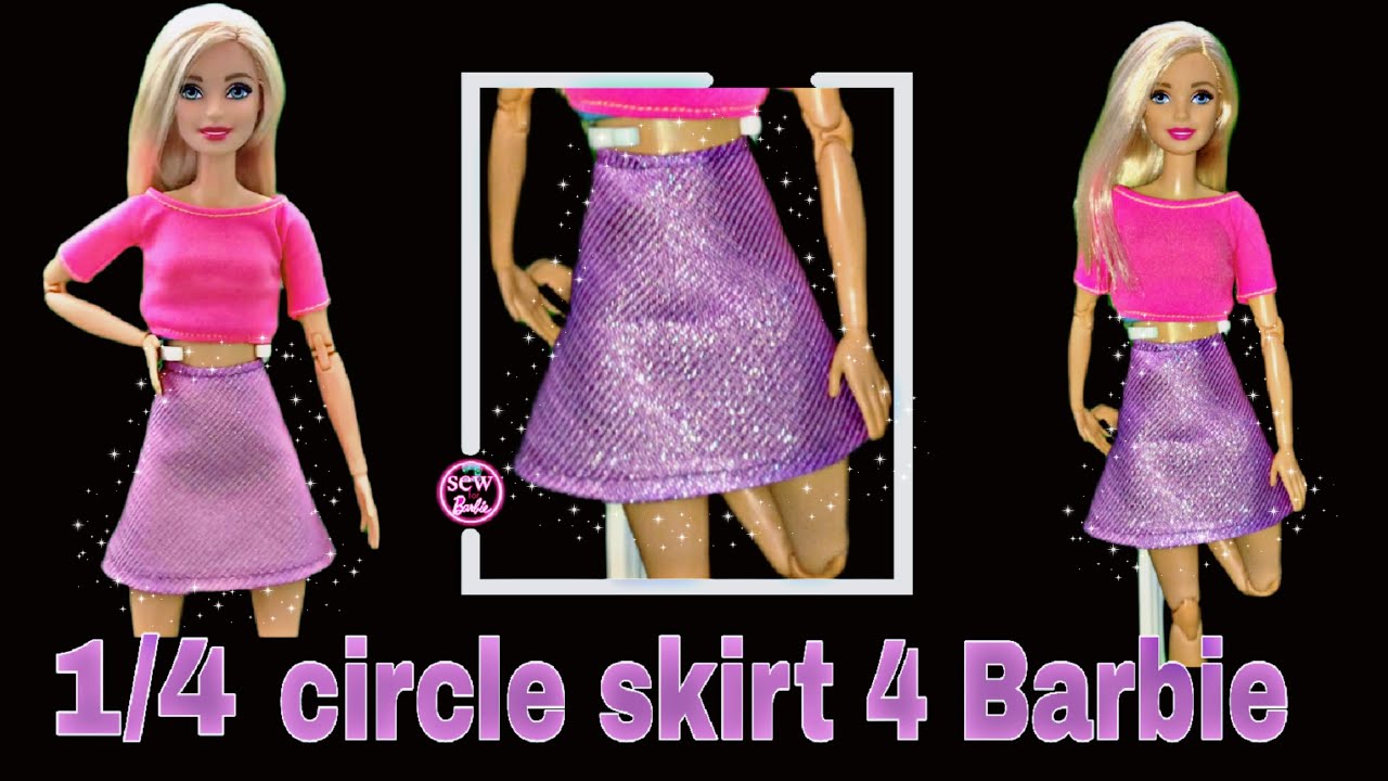 Sew an easy bell / ¼ circle skirt for barbie + free pattern - YouTube