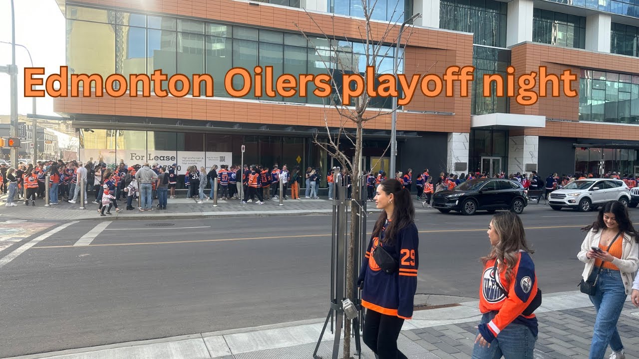 Edmonton Oilers playoff night (Ice District walking tour) - YouTube