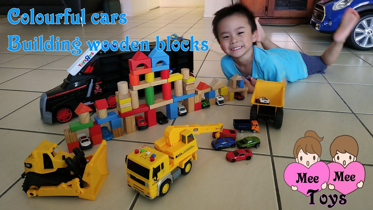 cars Building trucks Blocks Toys for Children kids colors 小汽车工程车积木玩具学颜色 ...