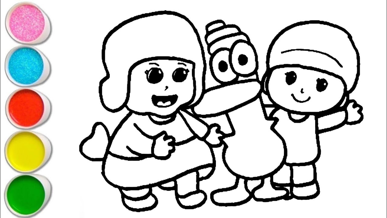 Cute Pocoyo With Pato and Friends Drawing, Painting and Coloring For ...