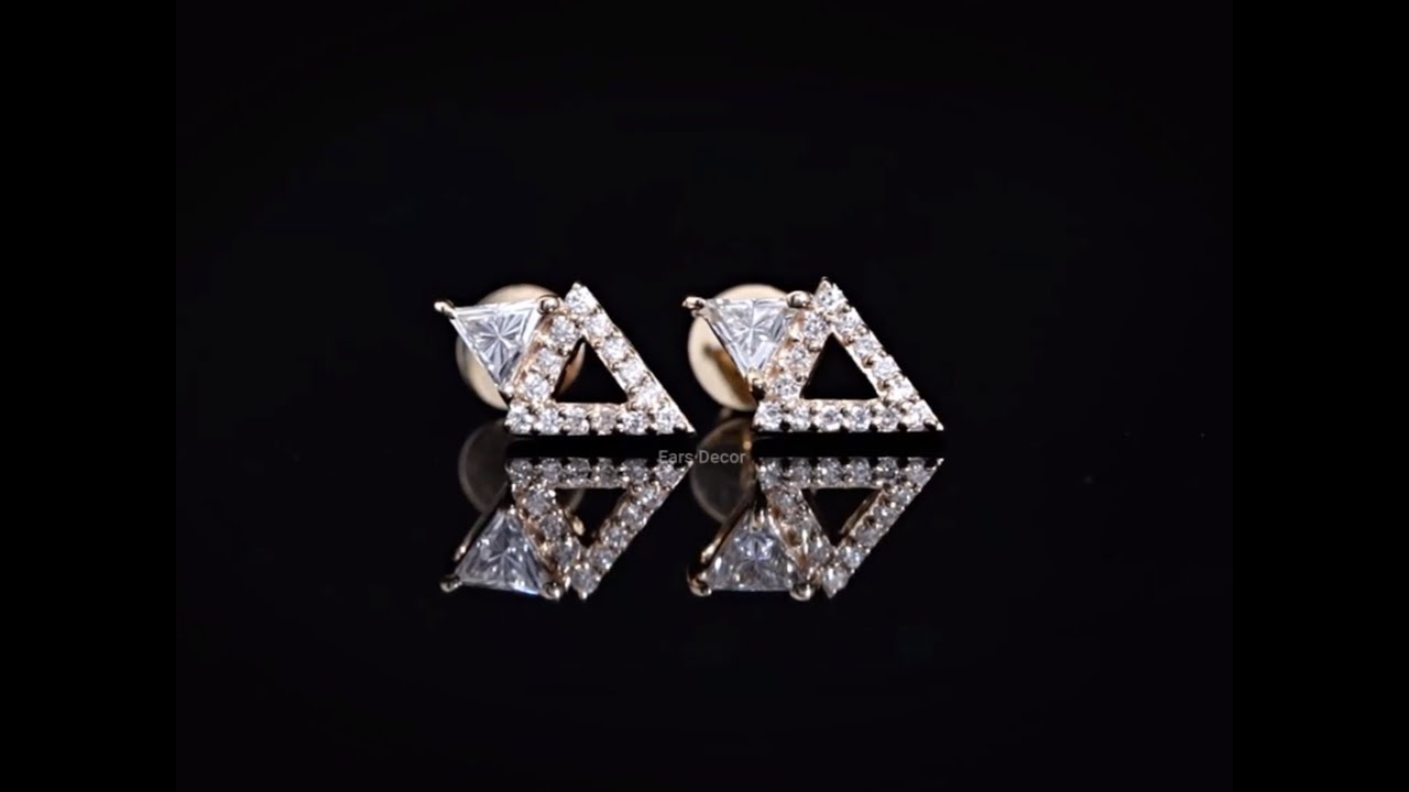 Open Triangle Lab Diamond Stud Earrings @Earsdecor - YouTube