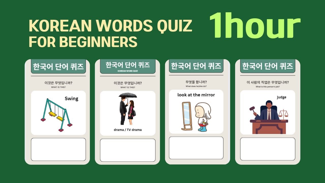 Korean Words Quiz 1hour for Beginners - YouTube