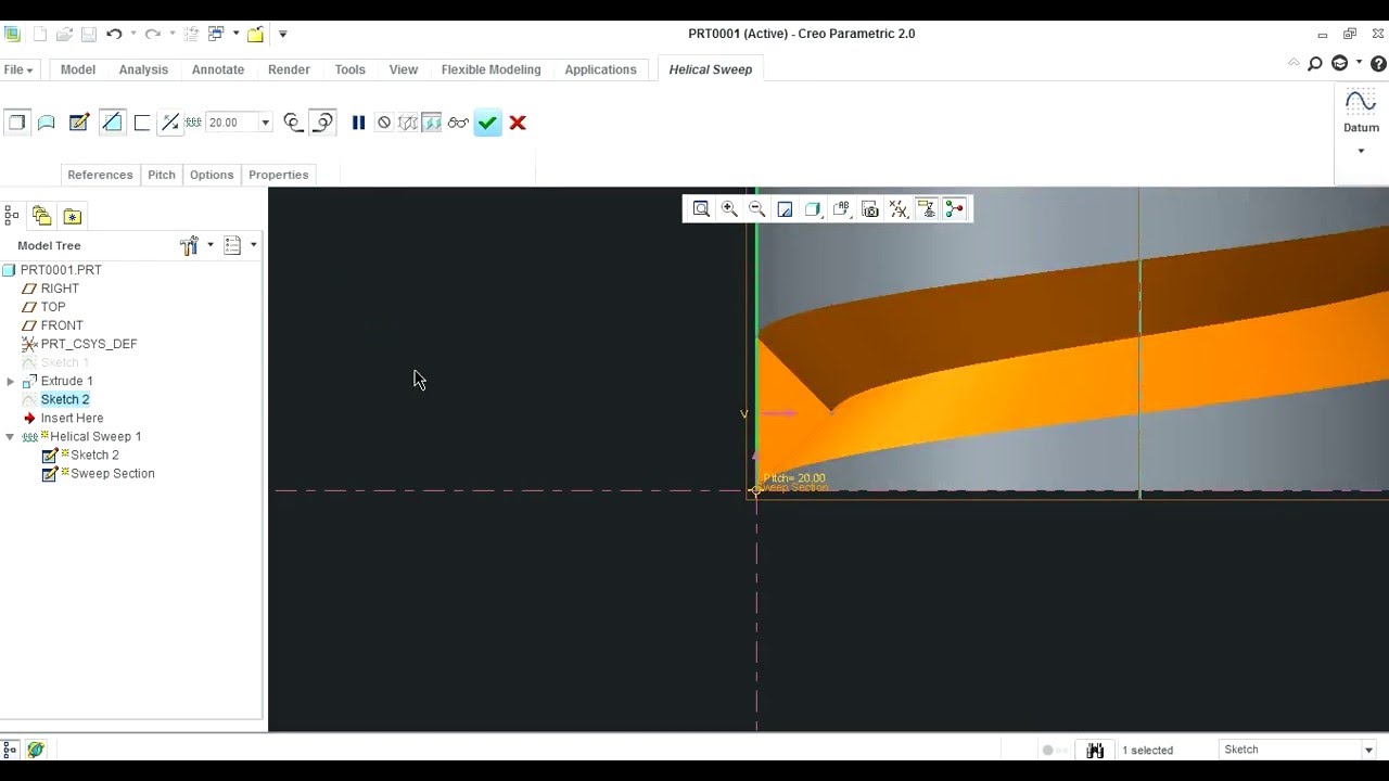 helical sweep cut for different profile in creo(2.0/3.0/5.0) in ...