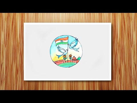 Easy Drawing | Indian Flag & Dove with Pencil | Step-by-Step Tutorial ...