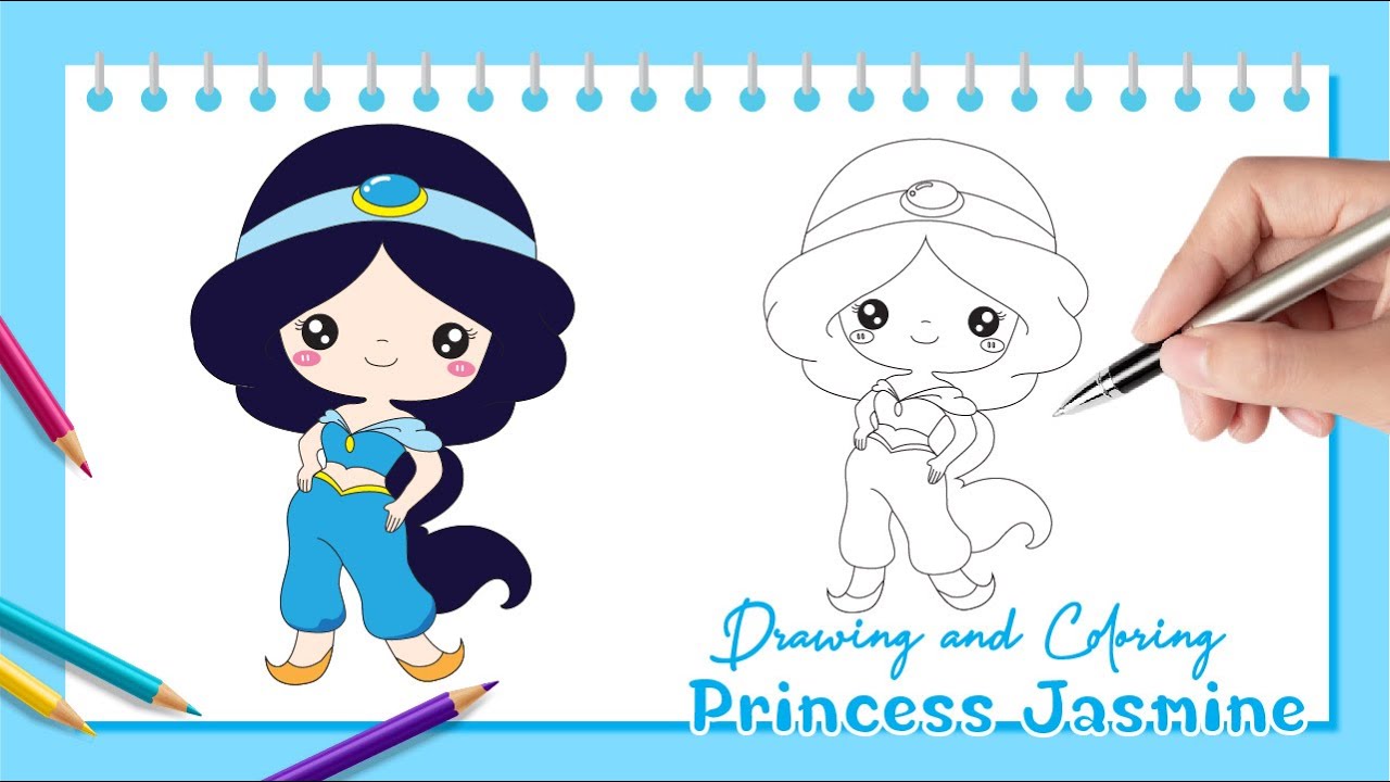 How To Draw Princess Jasmine From Aladdin | Disney Princess Painting ...