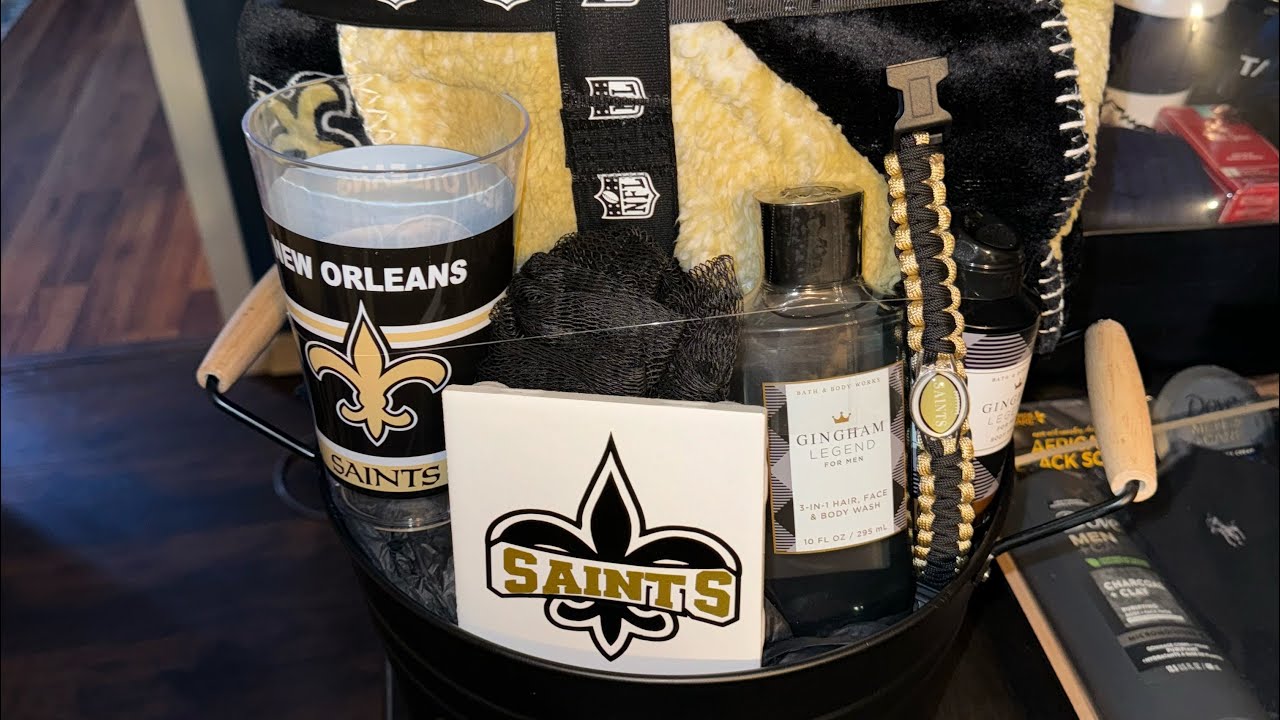 New Orleans SAINTS Father’s Day Gift basket -#giftbasketideas # ...