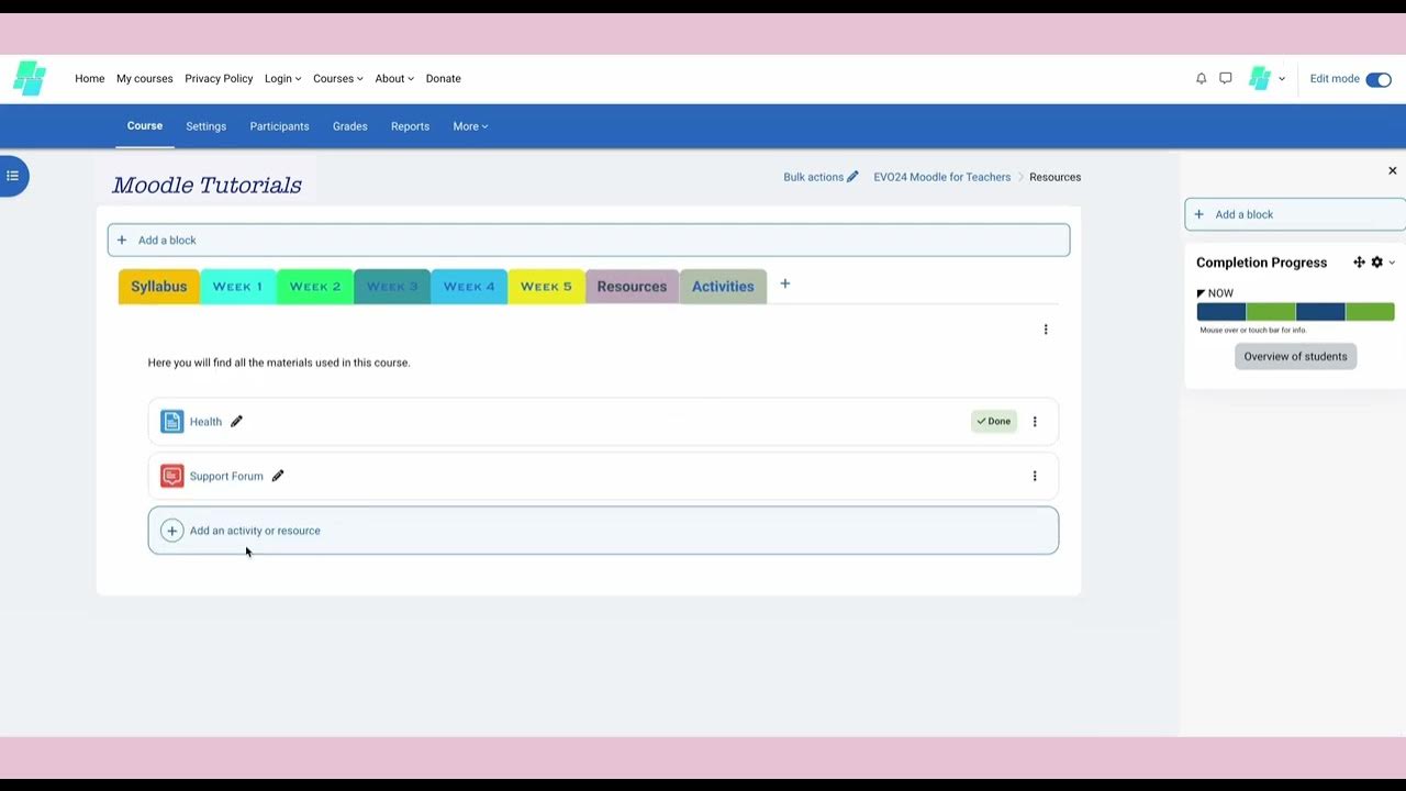 Moodle Adding Progress Bar - YouTube