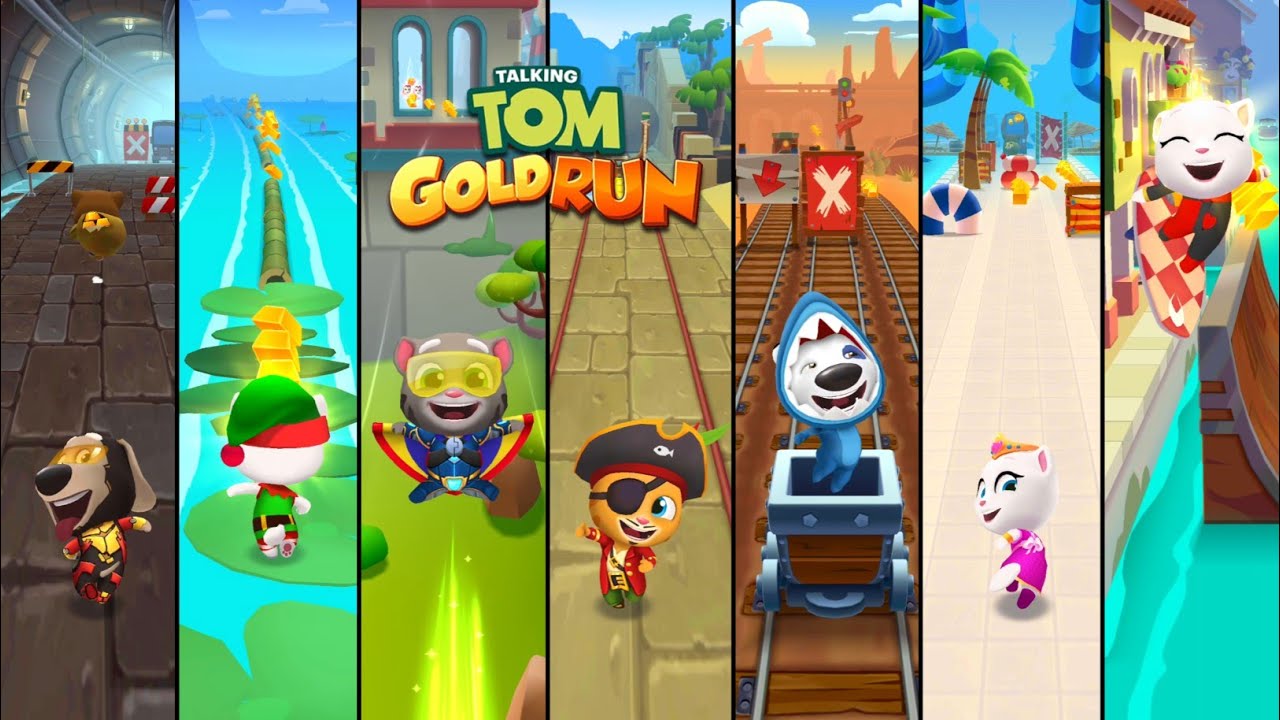 TALKING TOM GOLD RUN ALL RUNNING WORLDS 2023 GAMEPLAY - YouTube