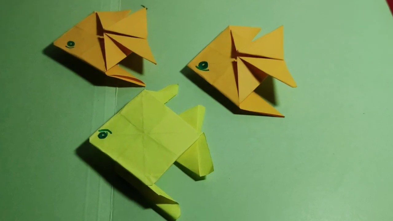 How to fold paper fish-gray fish paper - YouTube