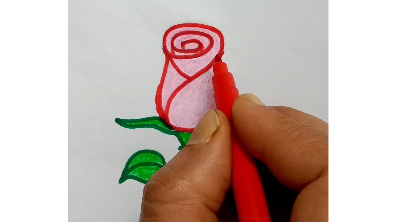 how to draw Rose very easy step by step ll গোলাপ ফুল আঁকার সহজ নিয়ম ...