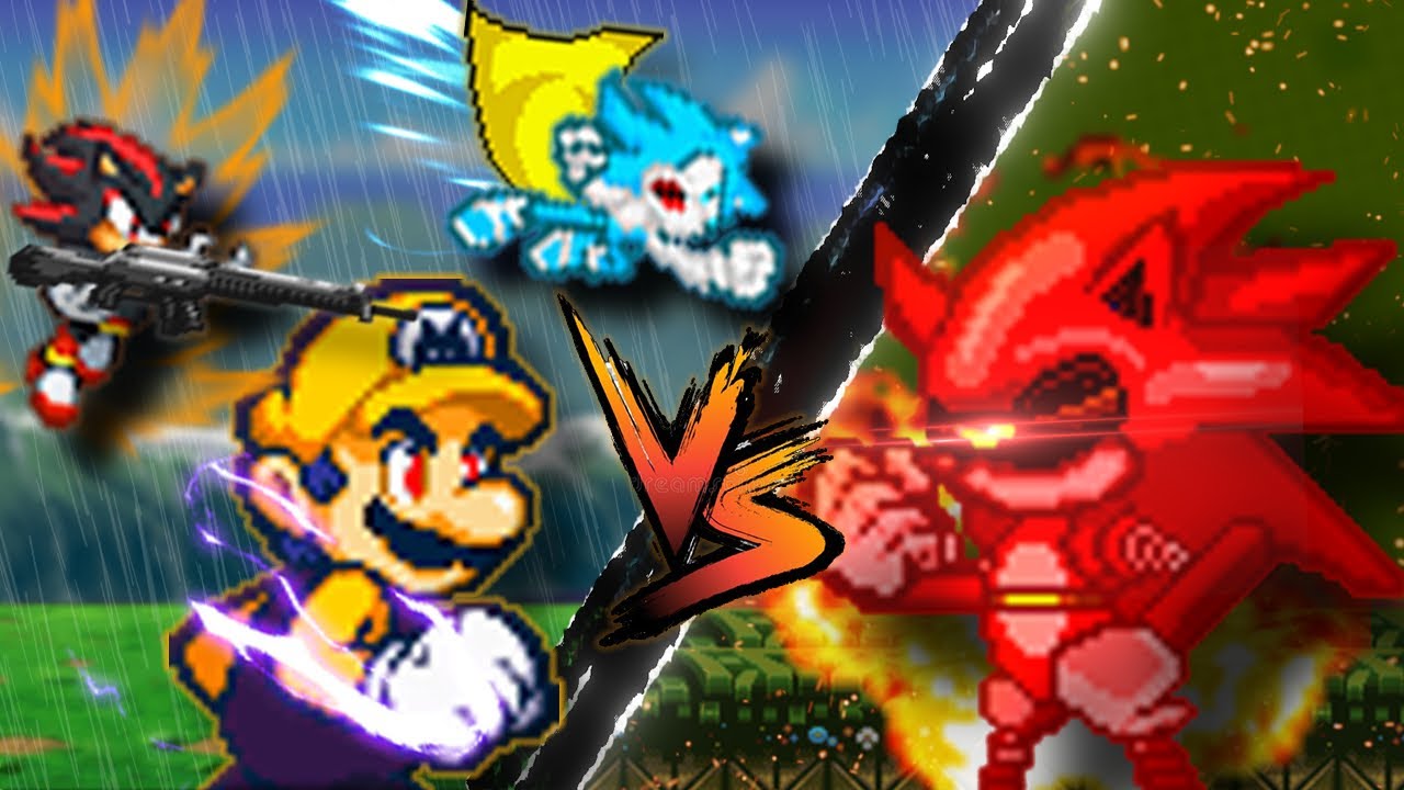 Mario, Sonic, & Shadow Vs FIRE Mecha Sonic (SMB VS SoSh FINALE 1/2)(3K ...