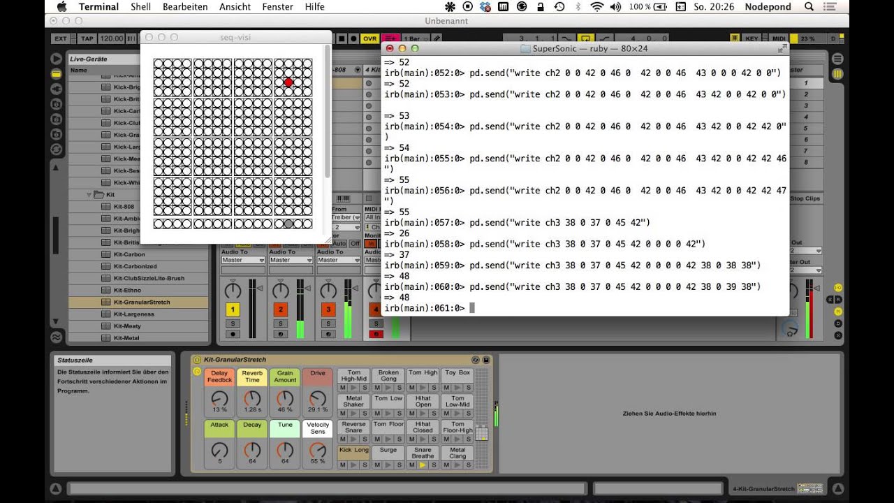 Nodepond's SuperSonic pre-alpha (PureData/Ruby Live-Coding Sequencer) - YouTube