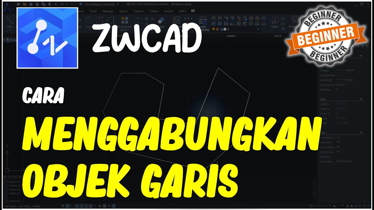 ZWCAD Cara Menggabungkan Objek Garis - YouTube