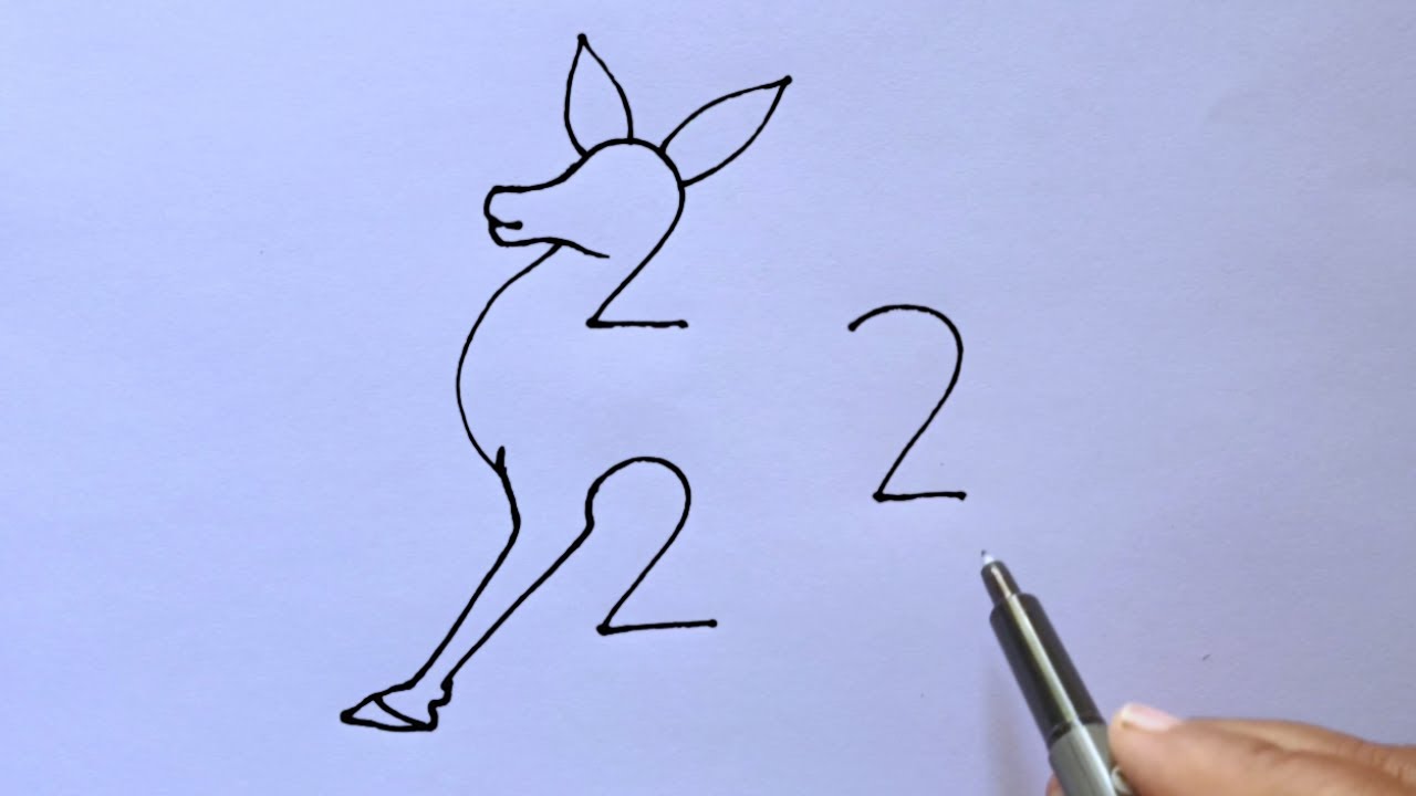 Deer Drawing With 222 Number | How To Turn 222 In Deer Drawing - YouTube