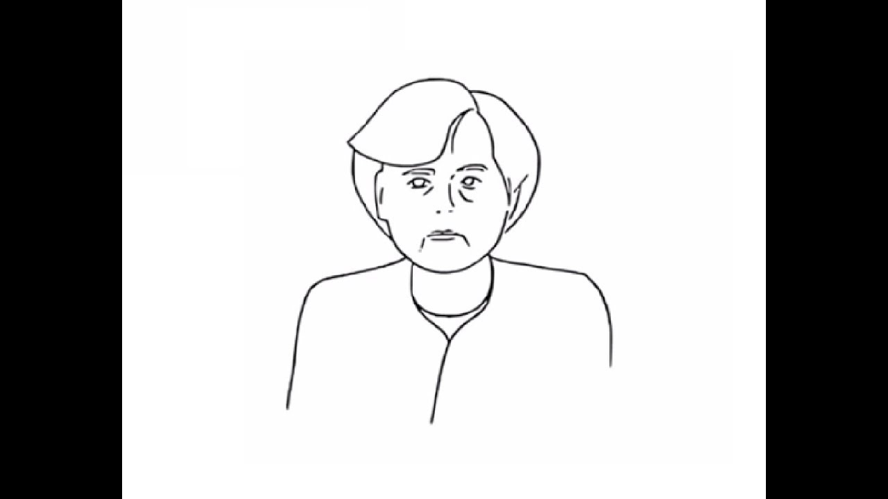 How to draw easy Angela Merkel face pencil drawing step by step - YouTube
