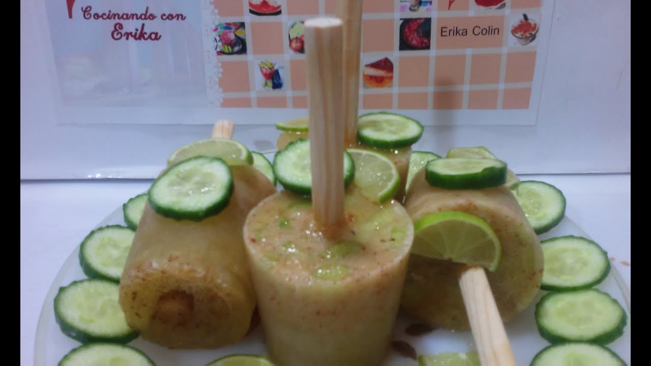 PALETAS HELADAS DE PEPINO CON LIMÓN Y CHILE *FÁCIL Y RÁPIDO* - YouTube