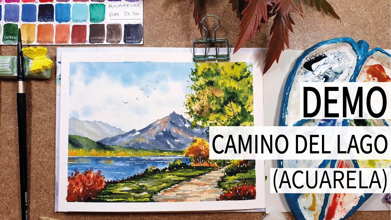 DEMO ACUARELA: Camino del lago - YouTube