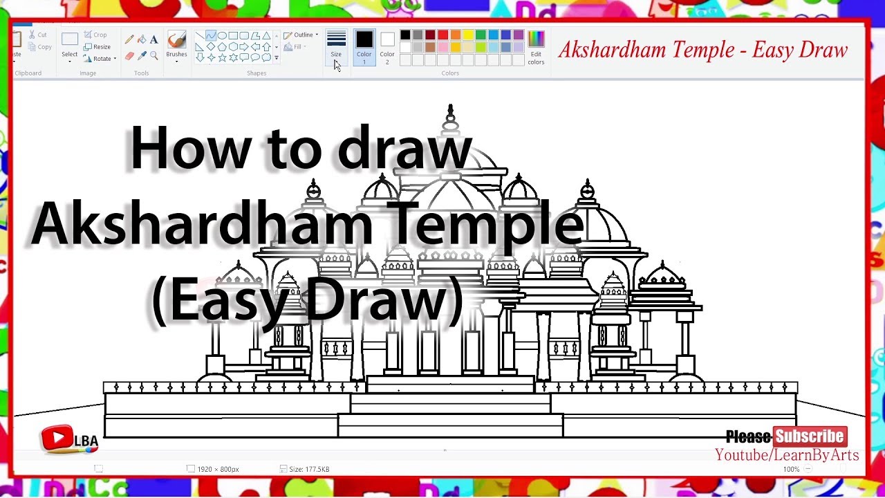 How to draw Akshardham Temple (Easy Drawing) l LearnByArts - YouTube