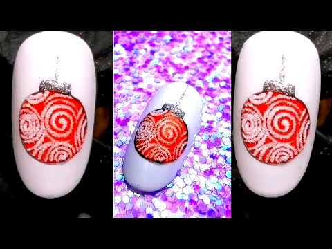 Festive Christmas Nail Ideas - Christmas Red Manicure - Hanging Ornaments Manicure - Xmas Nails