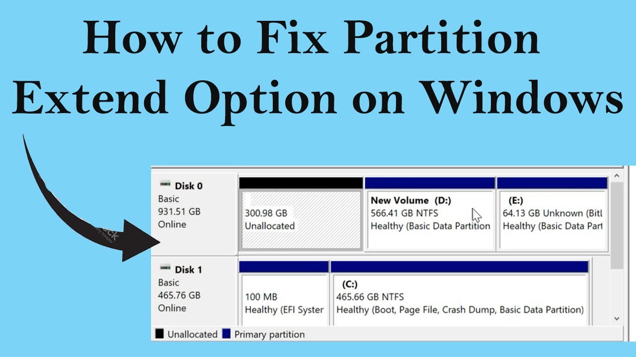 How to Fix Extend Volume Option on Windows 10 - YouTube